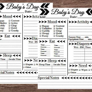 SALE Modern Baby's Day Daycare Mood Eat Sleep Activity Daily Infant ...