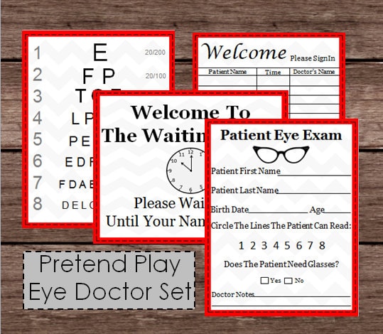 Pretend Doctor Eye Chart & Patient Exam Check up - Kids Doc Dramatic ...