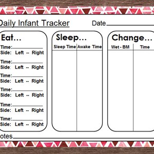 Eat Sleep Change Daily Infant Tracker - Baby Planner Bottle ...