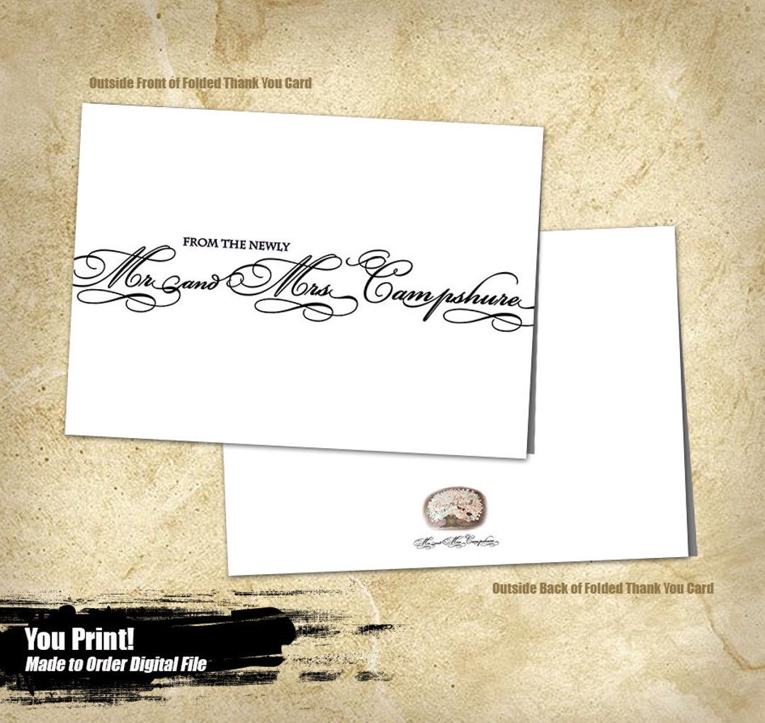 Custom Mr and Mrs Printed Thank You Card, 100-2pc Set Thank You Cards ...