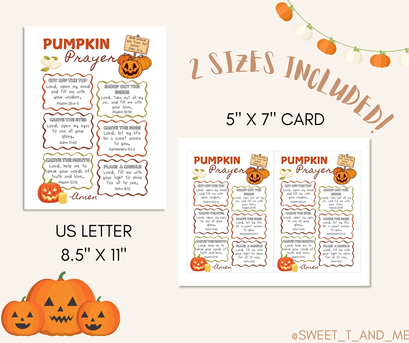 Pumpkin Prayer Carving Printable, Christian Halloween Craft for Kids ...
