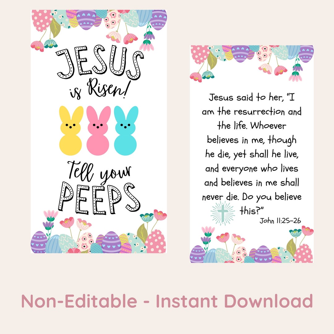 Jesus is Risen, Tell Your Peeps, Printable for Easter, Peeps for ...