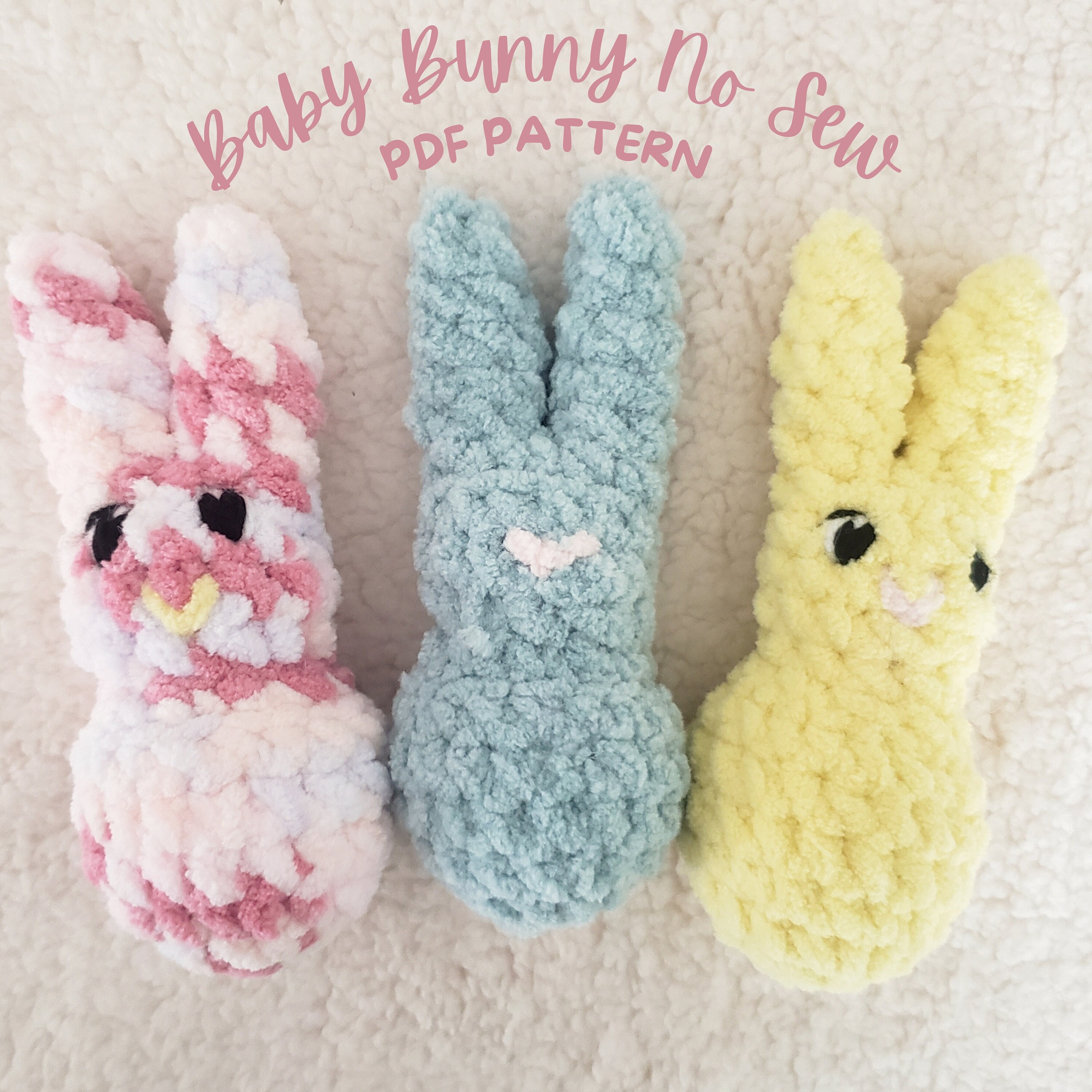 Mini Peep Bunny Crochet Pattern, Amigurumi Marshmallow Bunny, No Sew ...