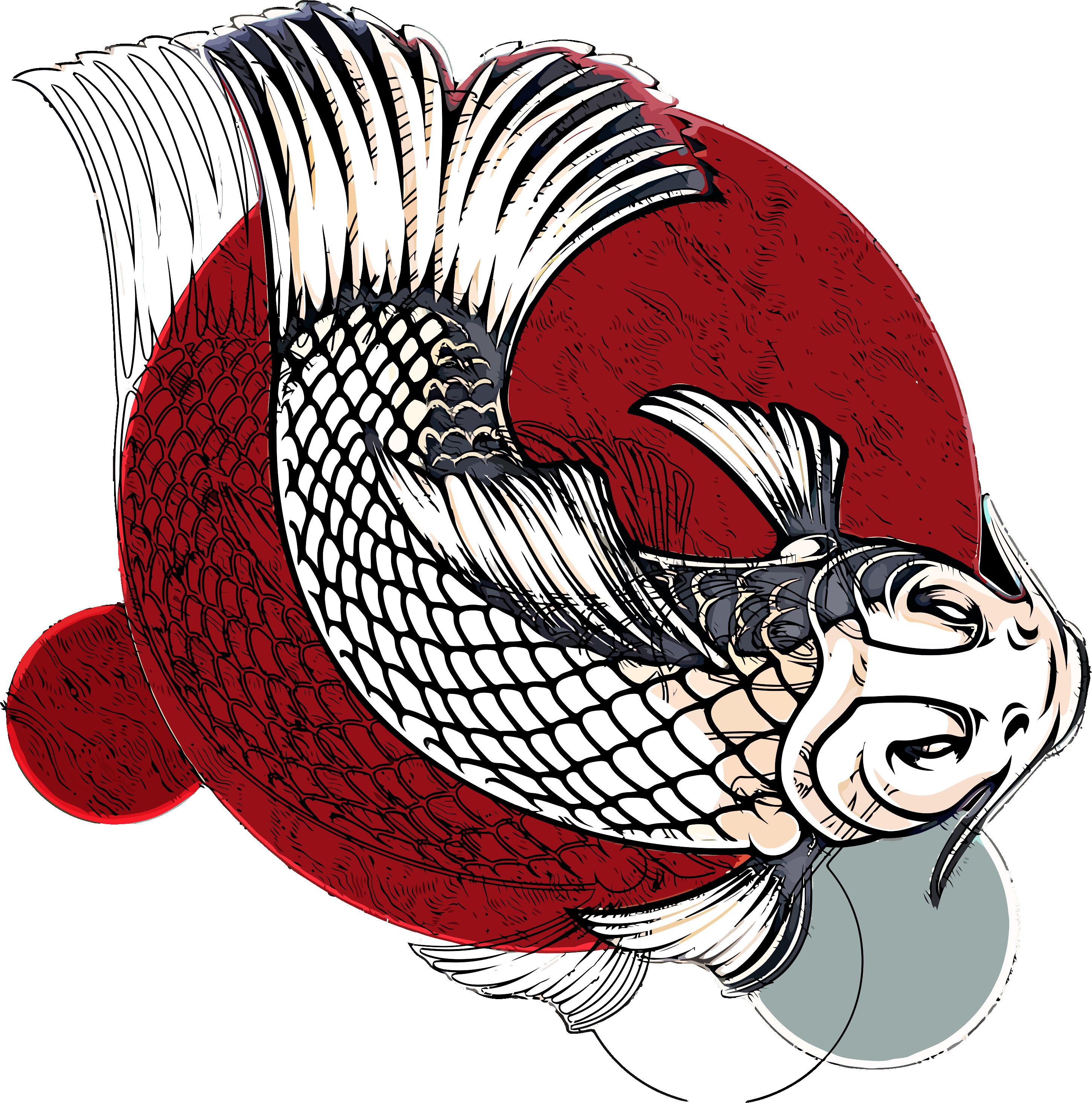 Japanese (koi) Fish Art Design //SVG, CDR, .EPS, .ai, Png // Cut File ...