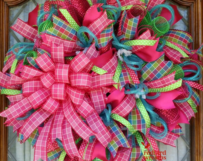 Spring Wreath Spring Mesh Wreath Mother's Day Summer - Etsy