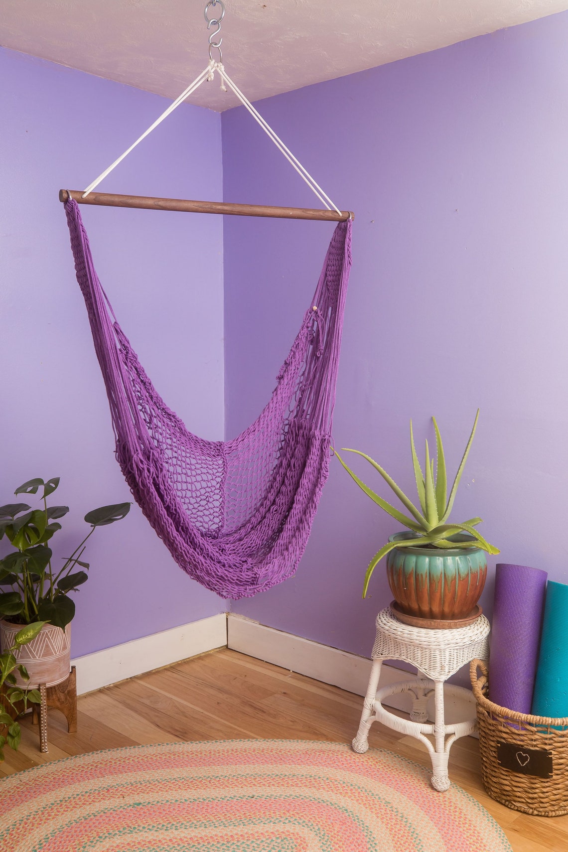 Purple Hammock Chair Hand Woven Hand Dyed Handmade Indoor Outdoor ...