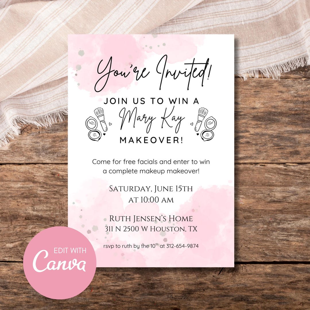 Editable Mary Kay Party Invitation: Makeup Open House Flyer (digital ...