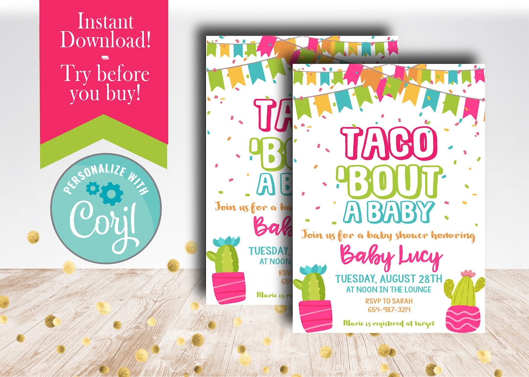 Invitación Fiesta Baby Shower / Invitación Taco Baby Shower / Fiesta ...