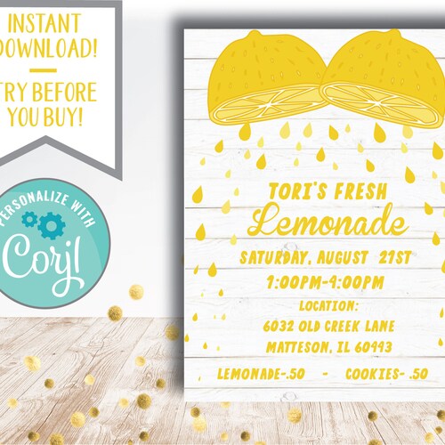 Lemonade Stand Fundraiser Flyer Printable Kids Fundraiser - Etsy