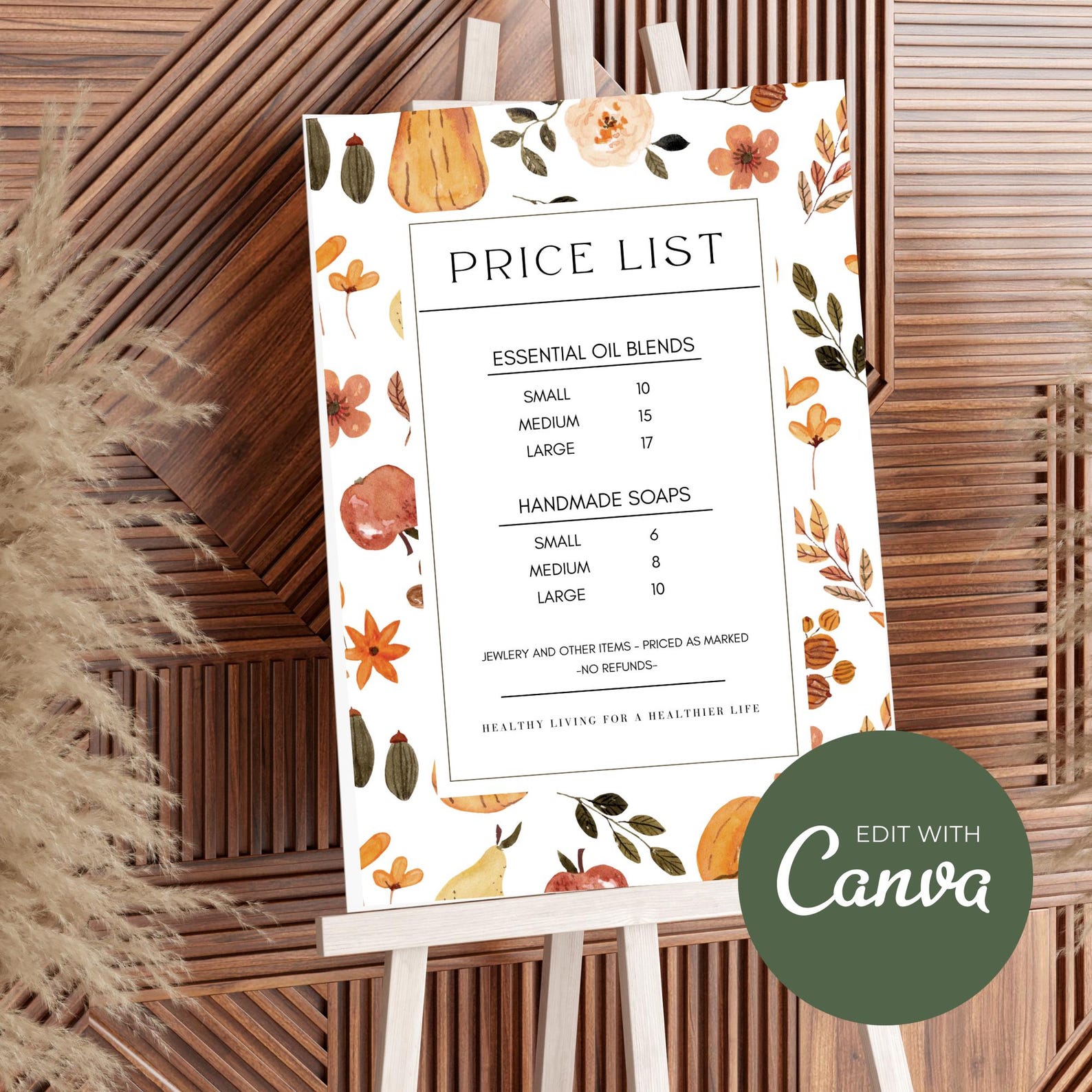 Fall Vendor Price List Template (digital Download 18x24" Image) - Etsy