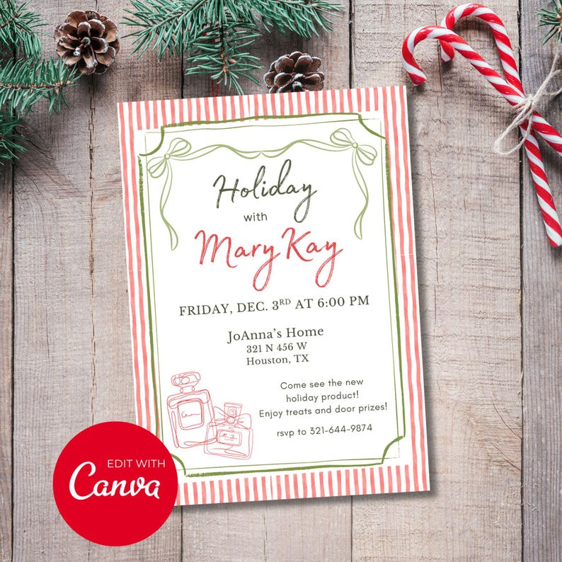 Mary Kay Holiday Party Invitation: Editable Text (digital Download 5x7 ...