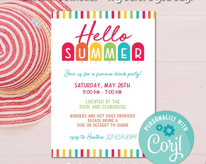 Summer Party Invitation / Summer Backyard BBQ / Cook Out Invite ...