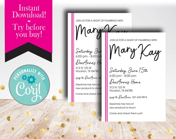 Mary Kay Invitation / Mary Kay Invite / Editable Mary Kay Invite ...