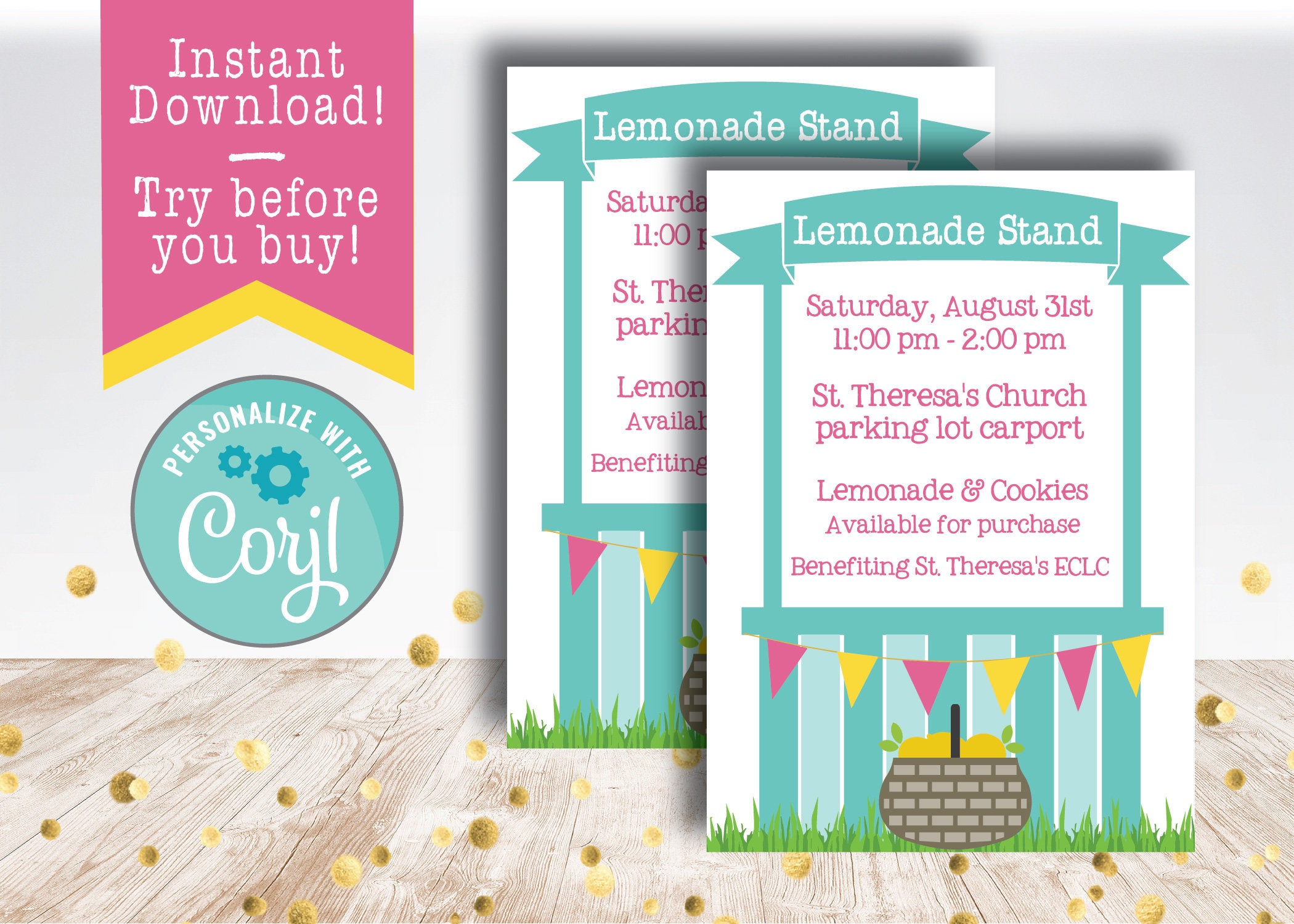 Lemonade Stand Flyer Summer Fundraiser Printable Handout School