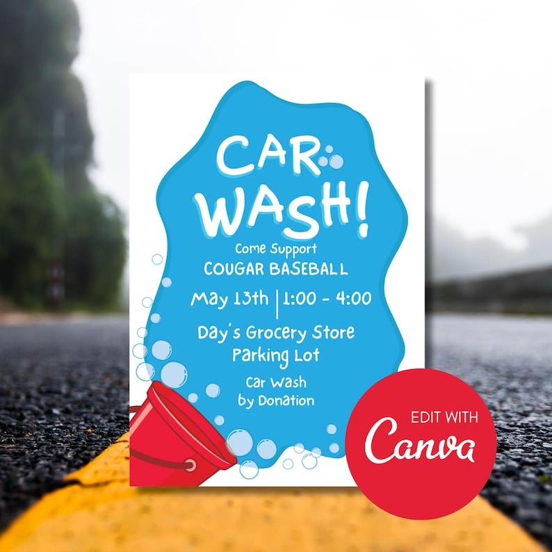 Editable Car Wash Fundraiser Flyer: School, Sports, Church (5x7 ...