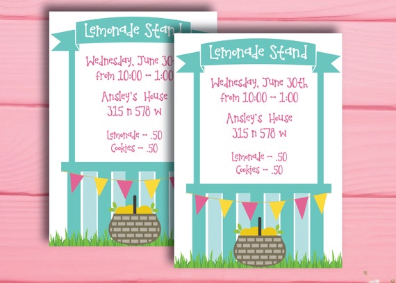 Lemonade Stand Flyer Summer Fundraiser Printable Handout Etsy