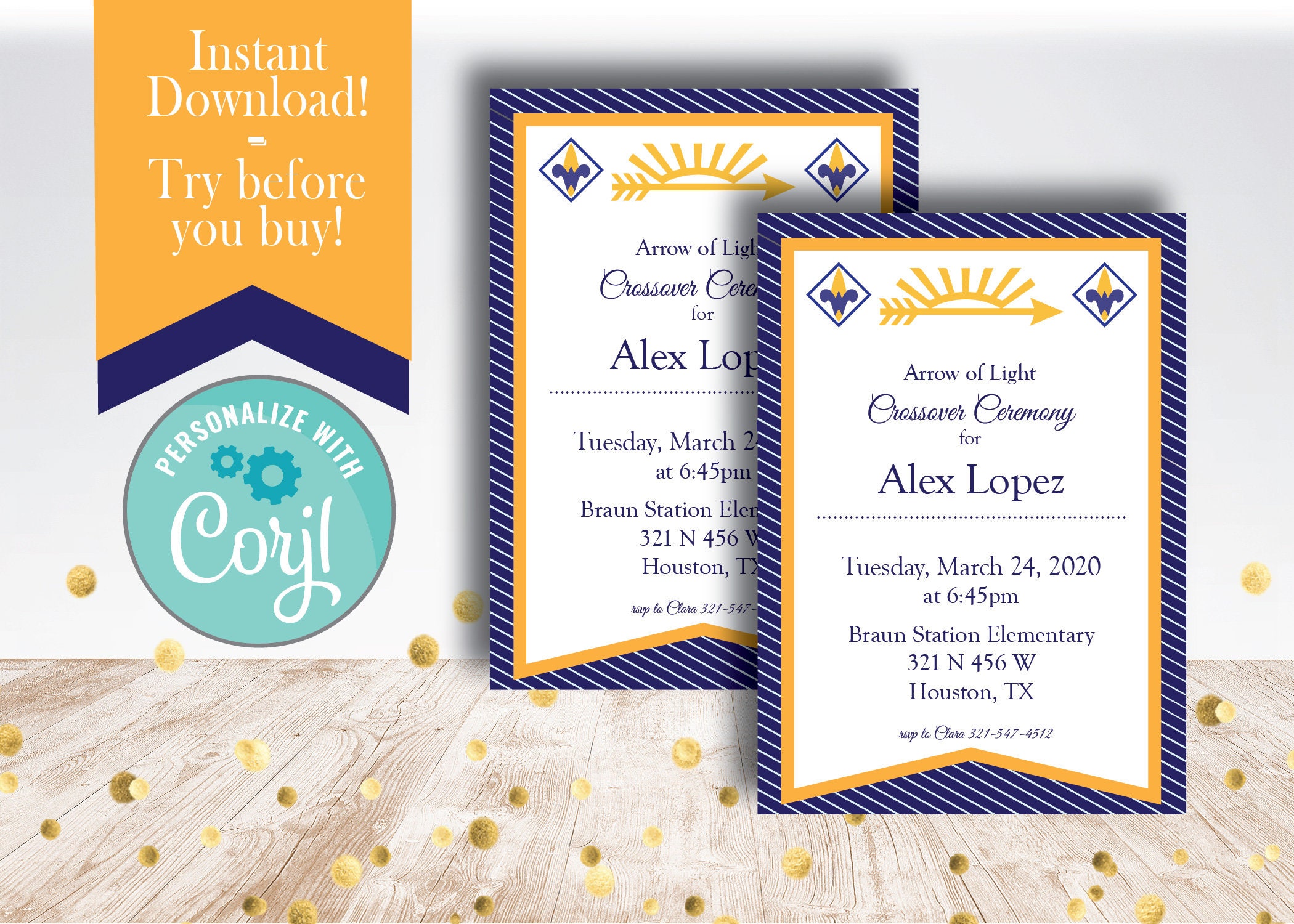 Invitación Eagle Scout / Invitación azul y dorada / Premio Boy Scout ...