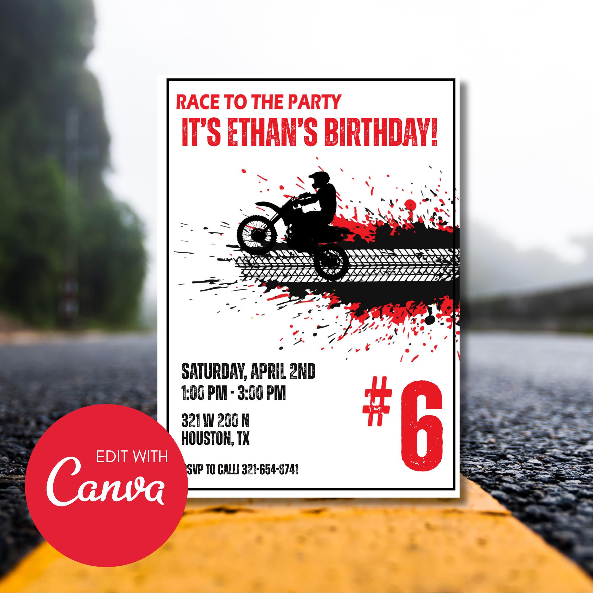 Motocross Birthday Invitation: Moto X Dirt Bike Party (digital Download ...