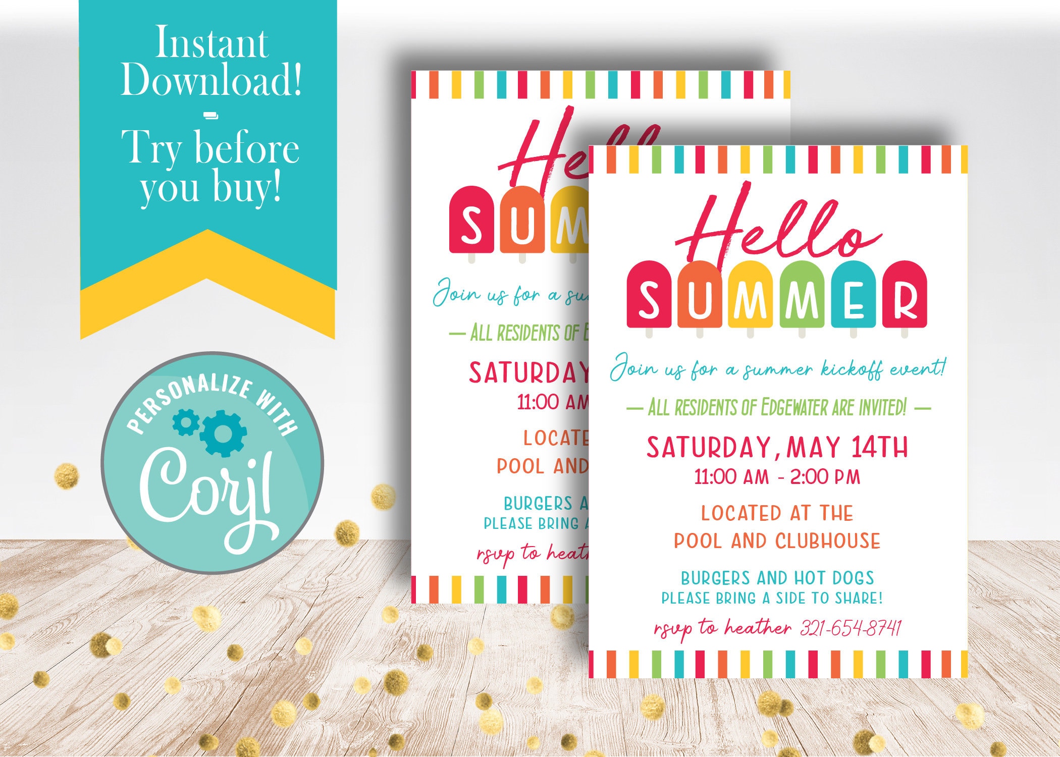 Summer Party Invitation / Summer Backyard BBQ / Neighborhood Party ...