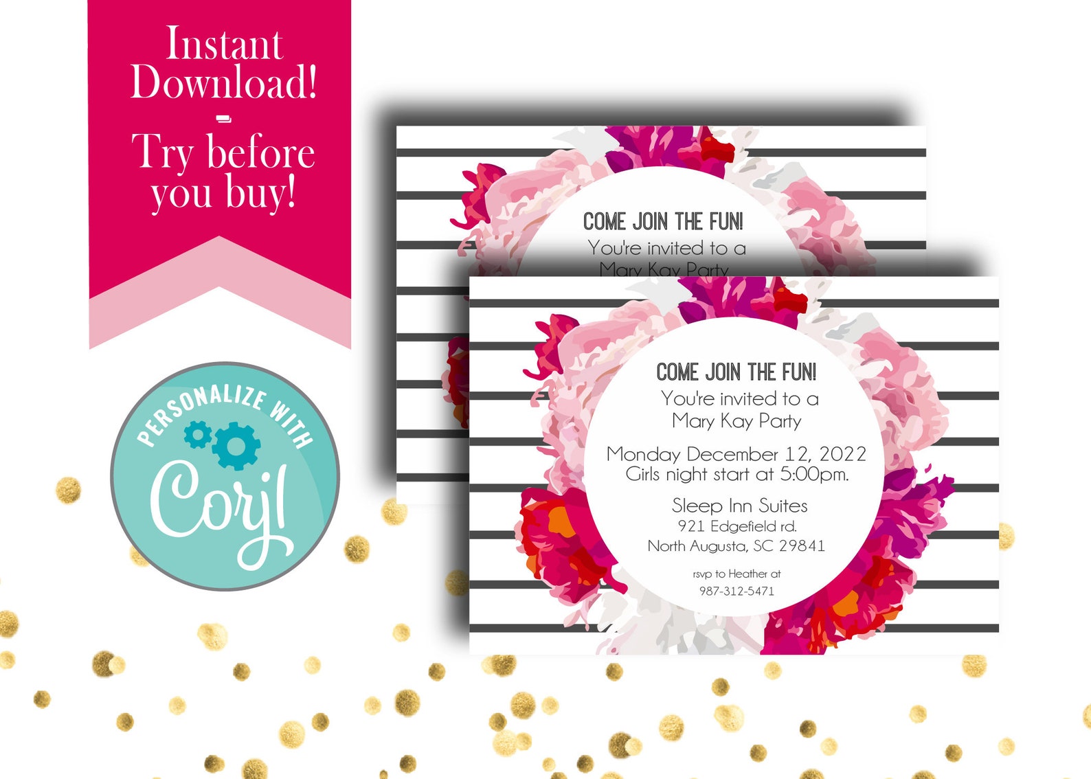 Mary Kay Party Printable / Mary Kay Makeover Invitation / MLM Invites ...
