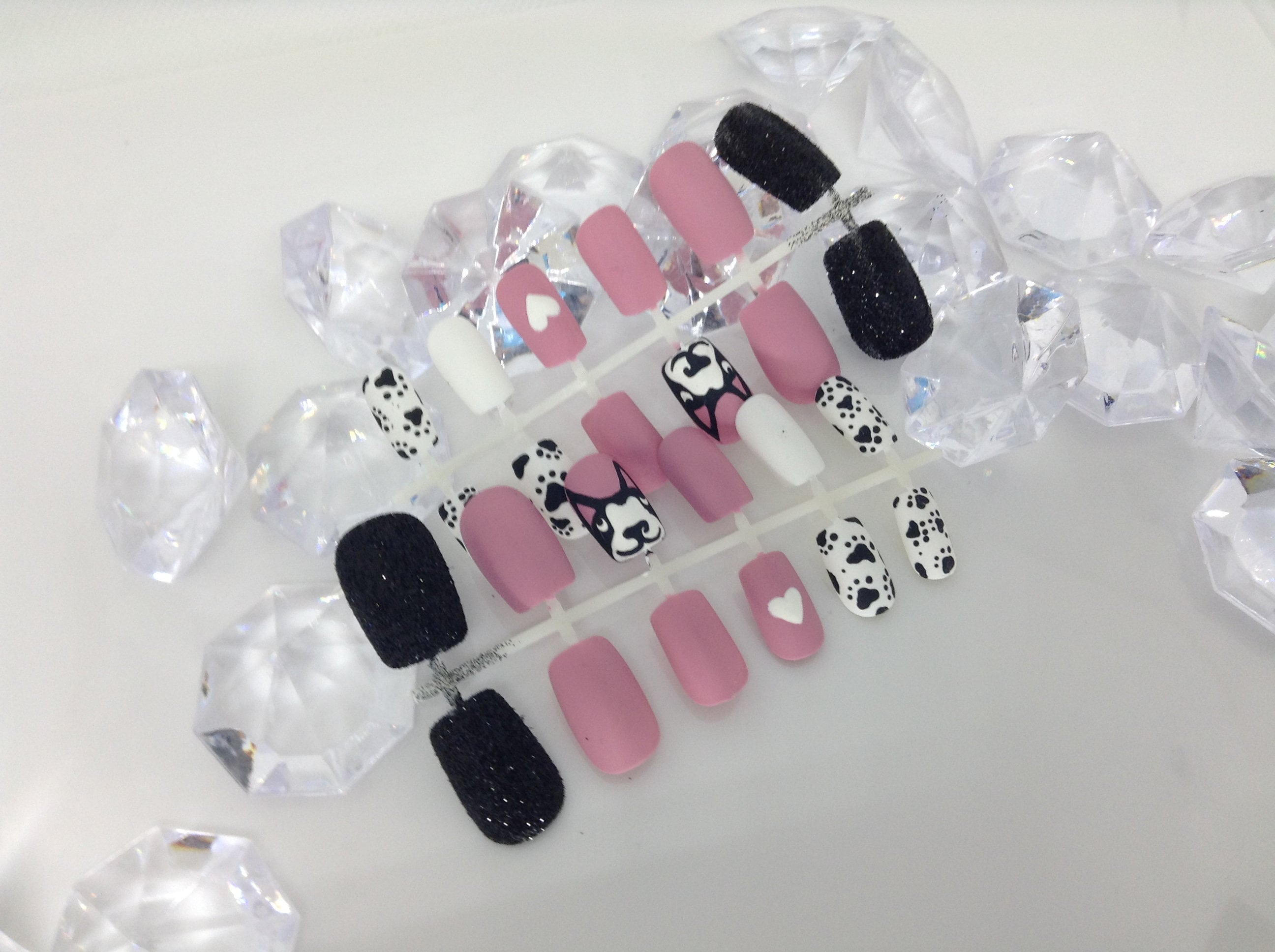 Pug pug dog nails dog lover nails press on glitter nails | Etsy