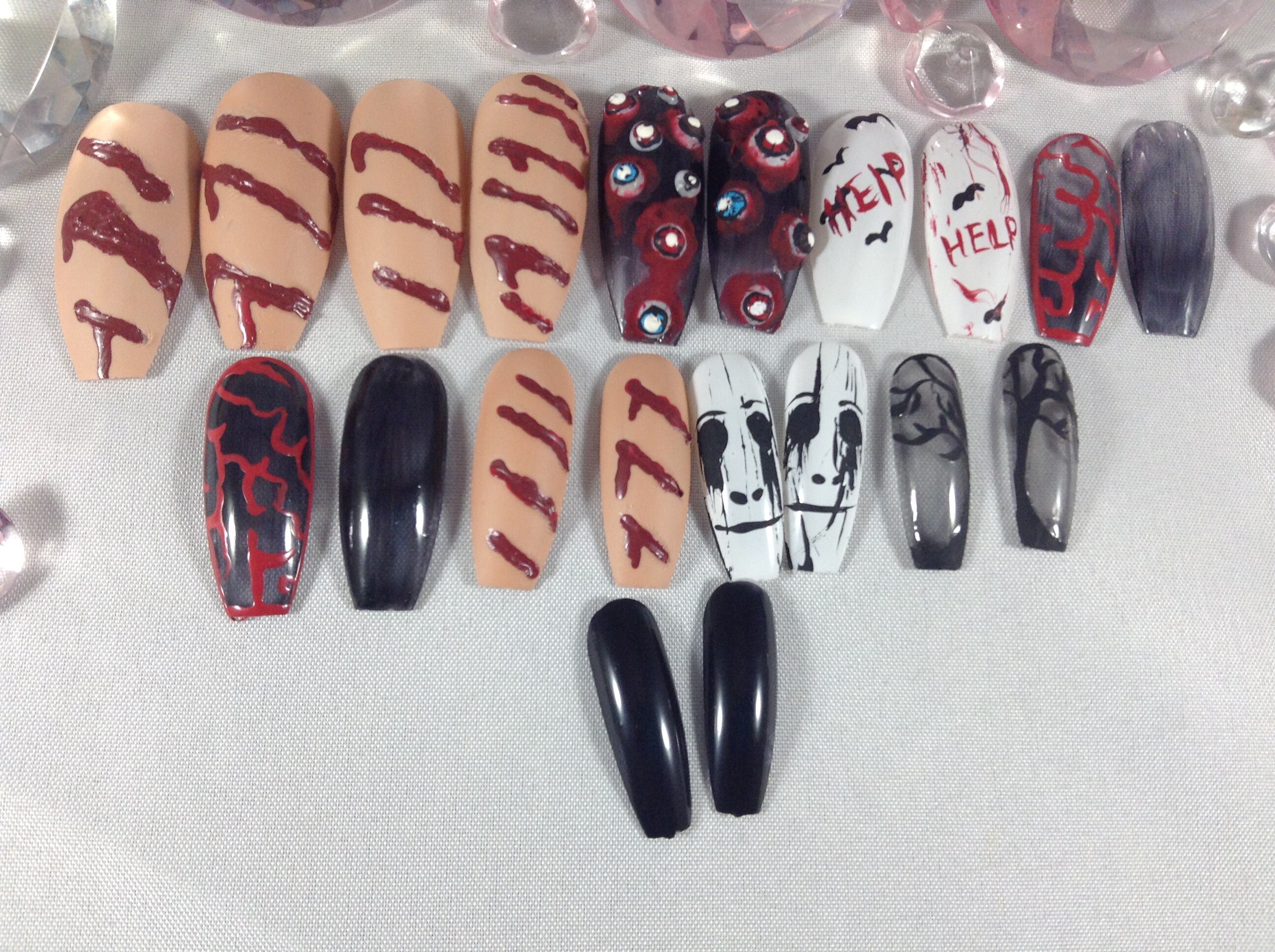 Halloween Nails, Coffin Nails, 3d Halloween Nails, Gore Nails, Spooky ...
