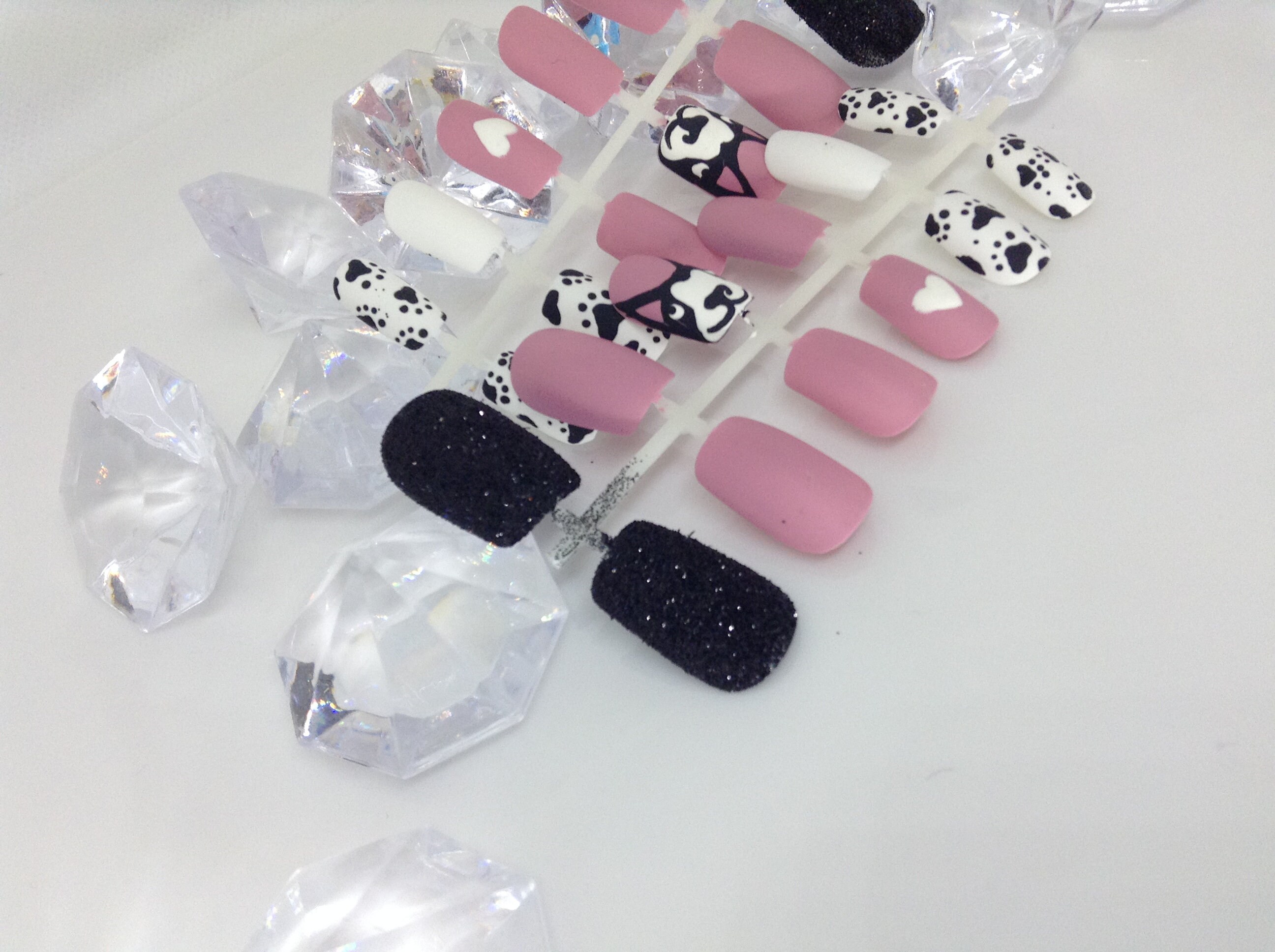 Pug pug dog nails dog lover nails press on glitter nails | Etsy