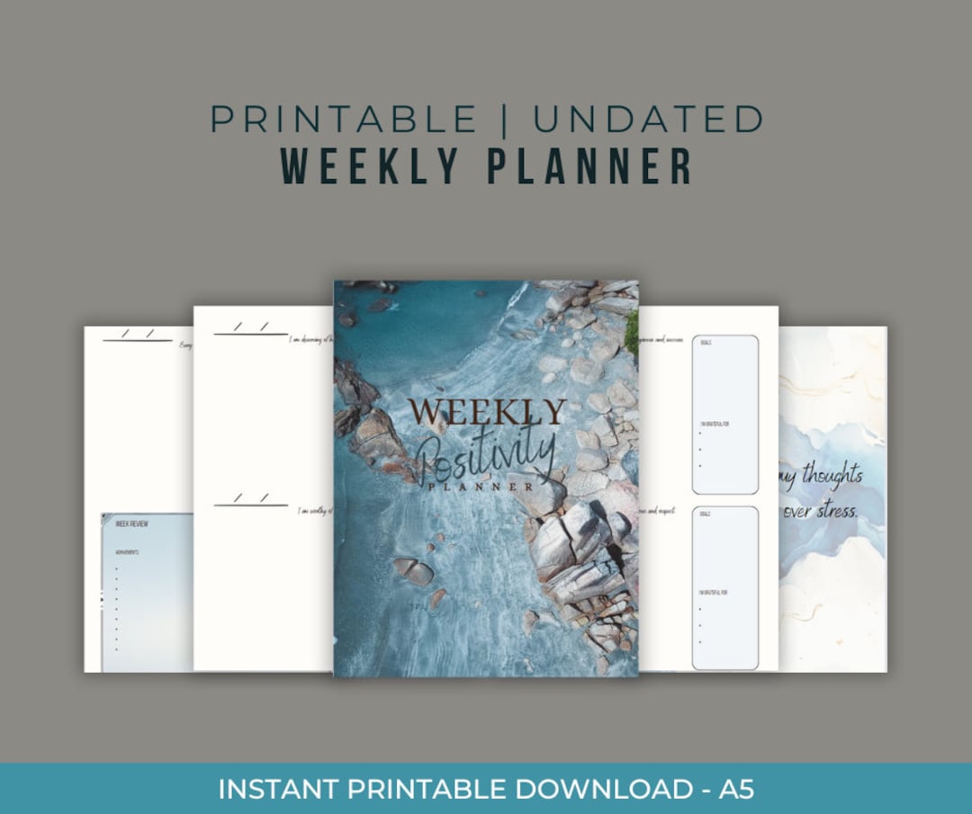 Printable Weekly Affirmation Planner, Undated Calendar,daily Motivation ...
