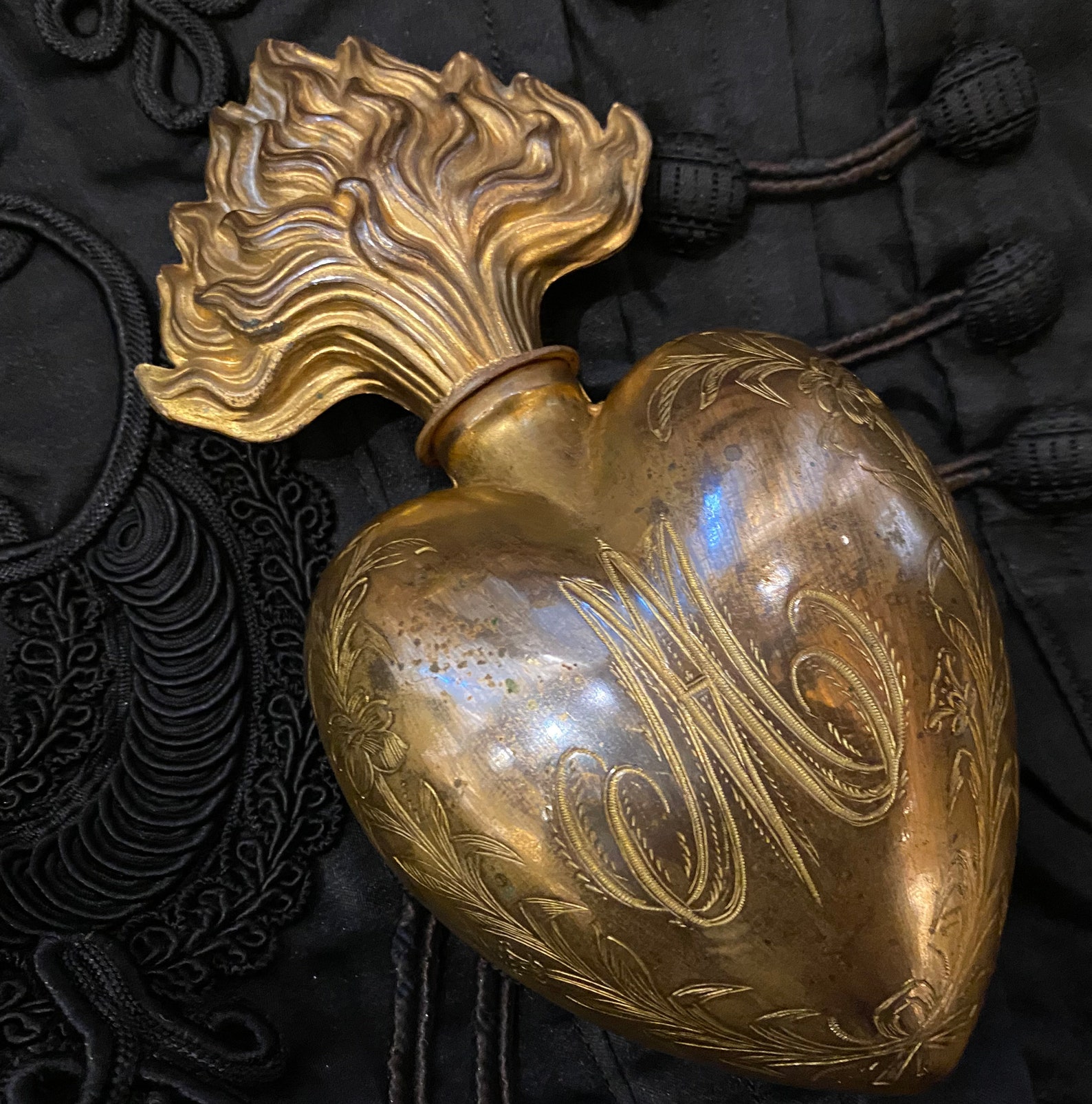 LARGE Antique Gilded Sacred Heart Holy Water Vessel - Etsy