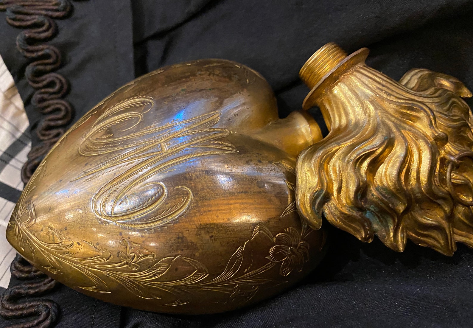 LARGE Antique Gilded Sacred Heart Holy Water Vessel - Etsy