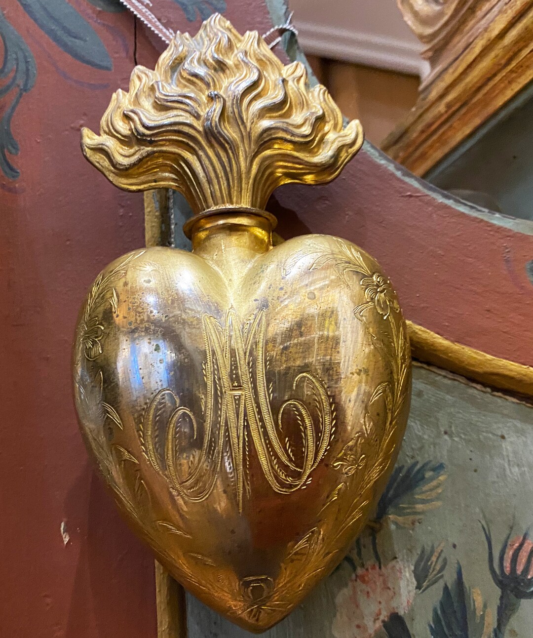 LARGE Antique Gilded Sacred Heart Holy Water Vessel - Etsy