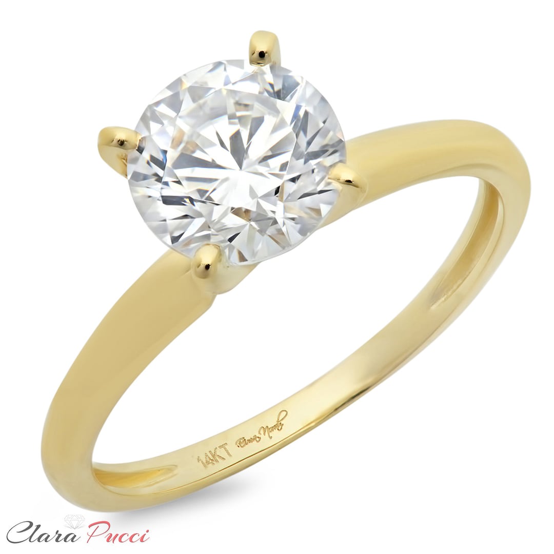 Prong Ring, Prong Ring Yellow Gold, Gold Promise Ring, .6 CT Round ...