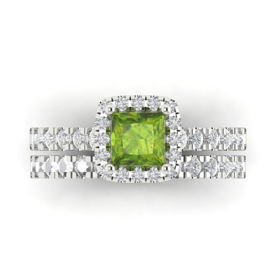 1.6 Ct Brilliant Princess Cut Designer Genuine Flawless Natural Peridot ...