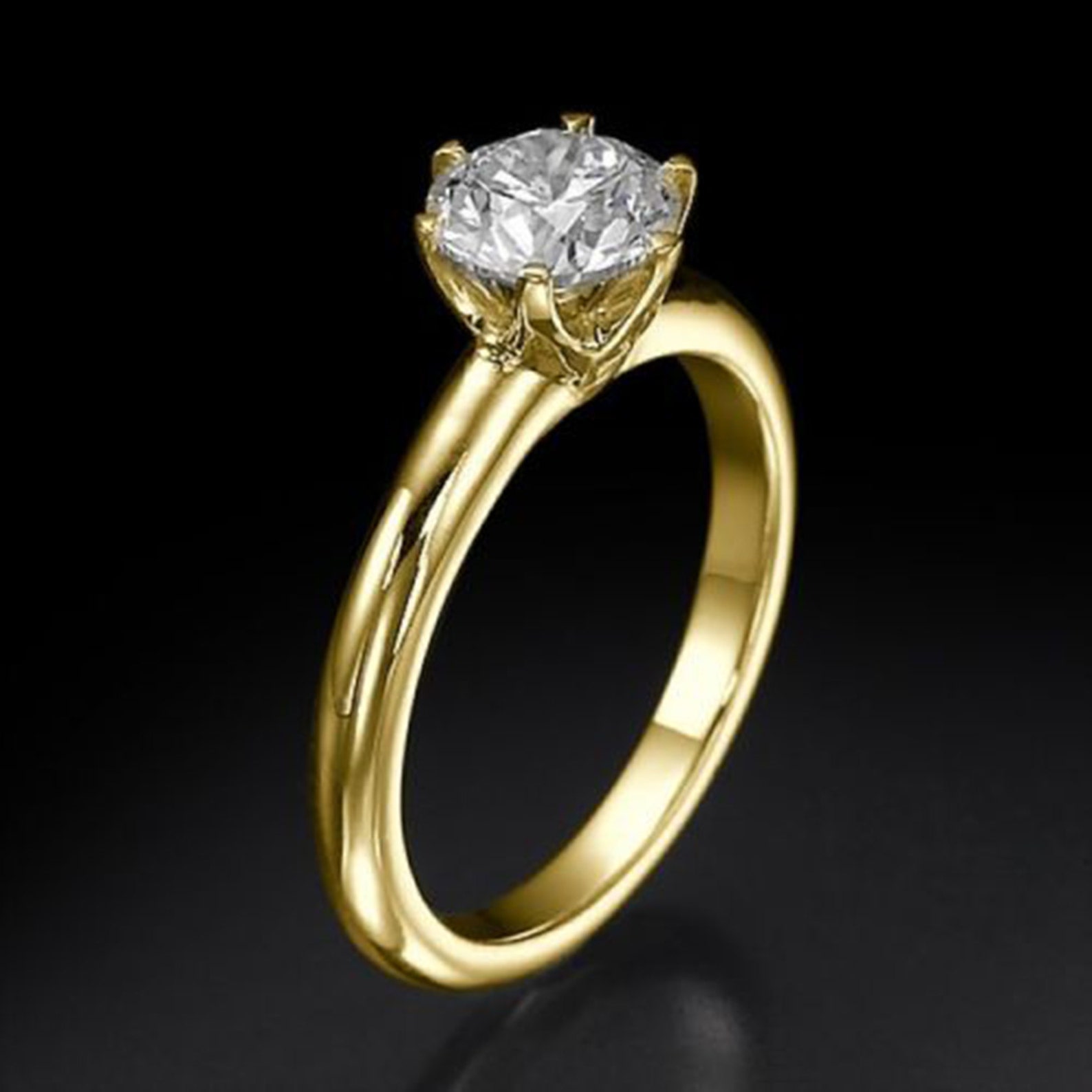 Solitaire Gold Wedding Rings Gold Solitaire Wedding Ring | Etsy