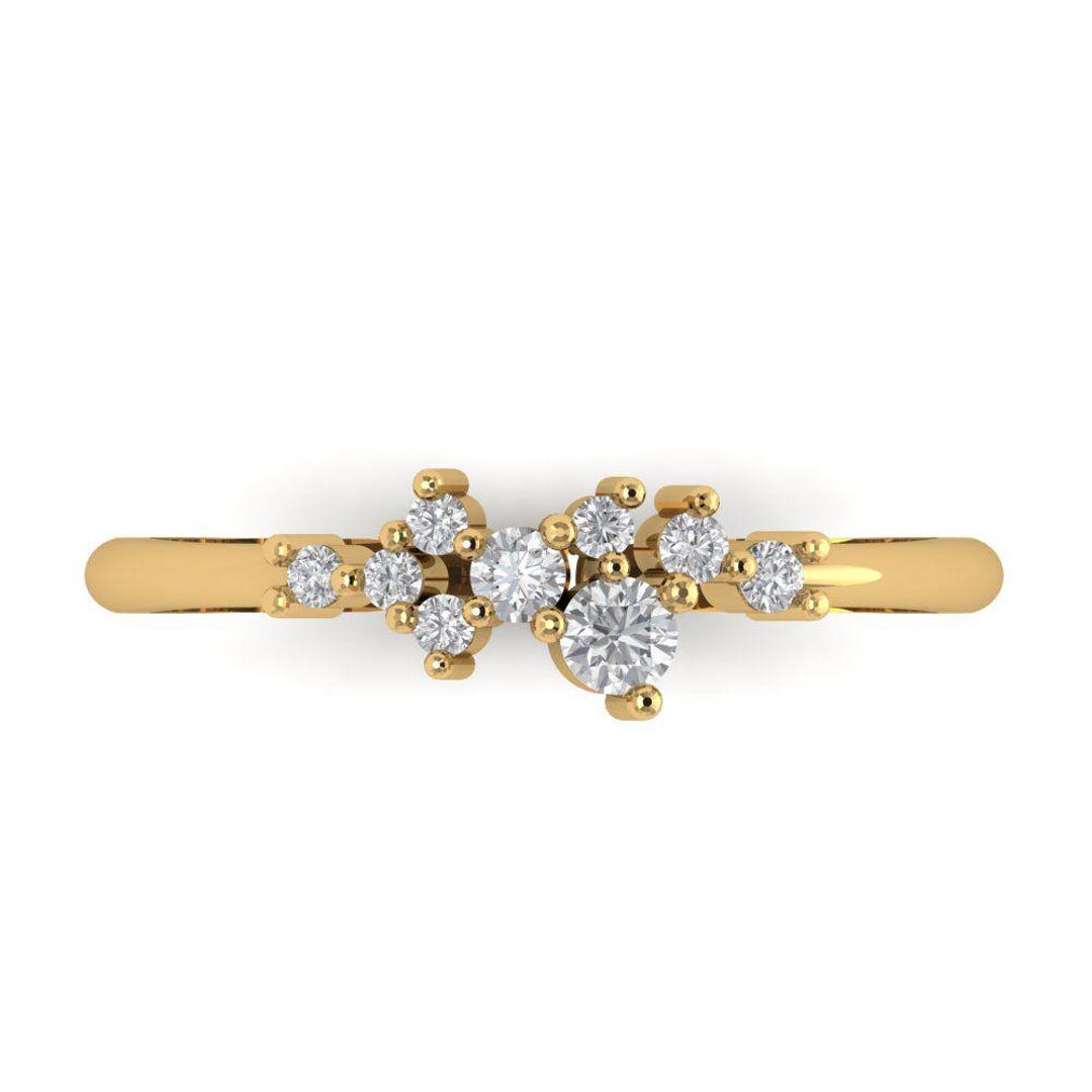 Cluster Ring, Cluster Band, Cluster Ring Yellow Gold, 0.28ct Round ...