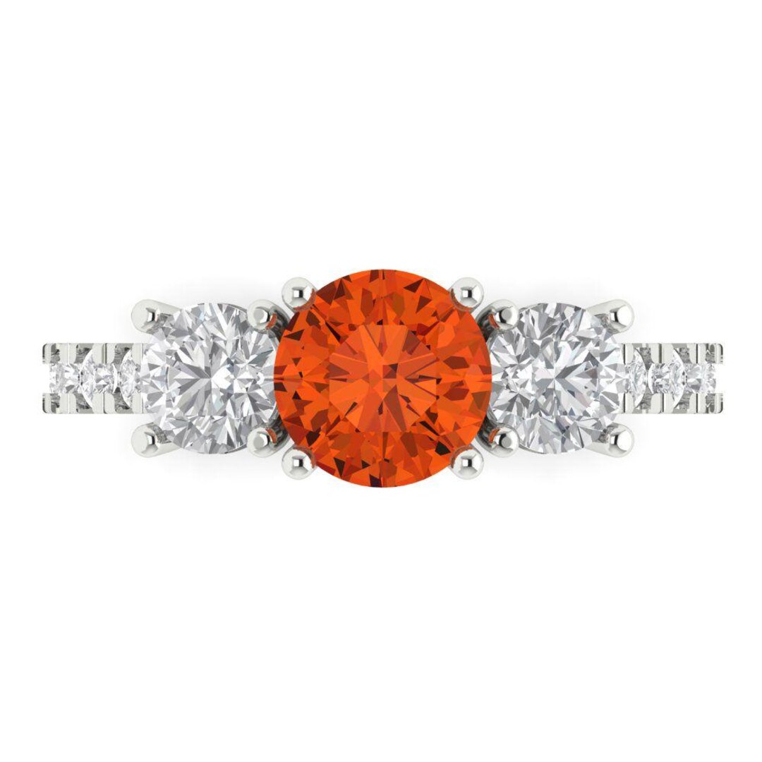 1.97 Ct Round Cut Simulated Red Diamond Engagement Ring | 14K White ...