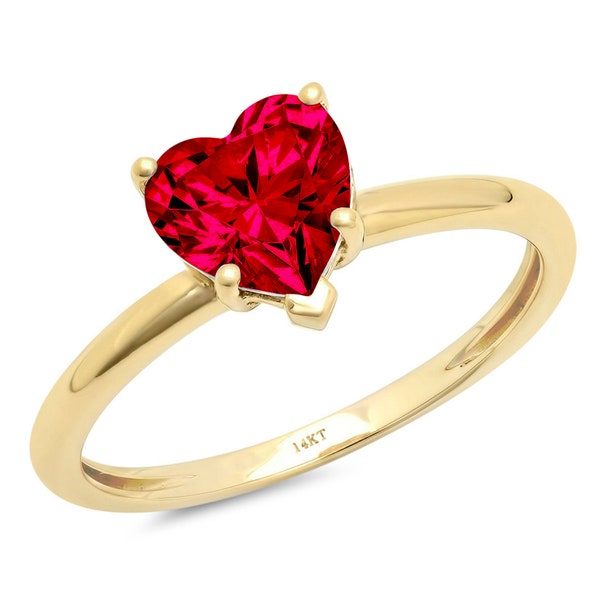 Ruby Heart Ring - Etsy
