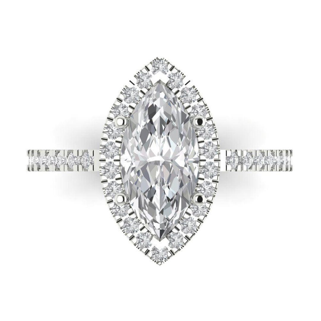 Marquise Cut Engagement Ring, Marquise Engagement Ring, 14K, 2ct ...
