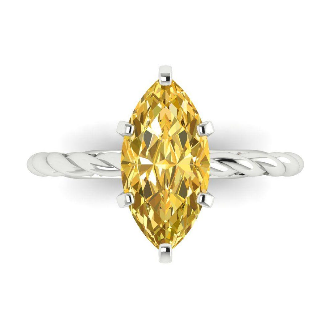 2 Ctw Marquise Cut Engagement Ring for Women | 12x6mm Natural Citrine ...