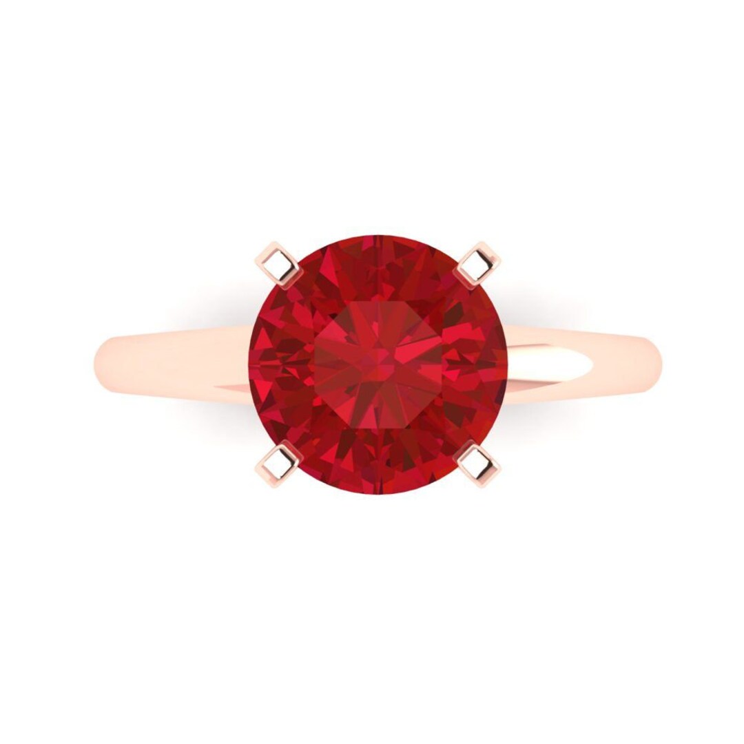 2.5 Ct Brilliant Round Cut Simulated Ruby Stone Rose Gold Solitaire ...