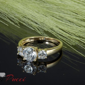 Gold Rings for Women, Solid Gold Ring Set, Round Cut Solid Rings Gold ...