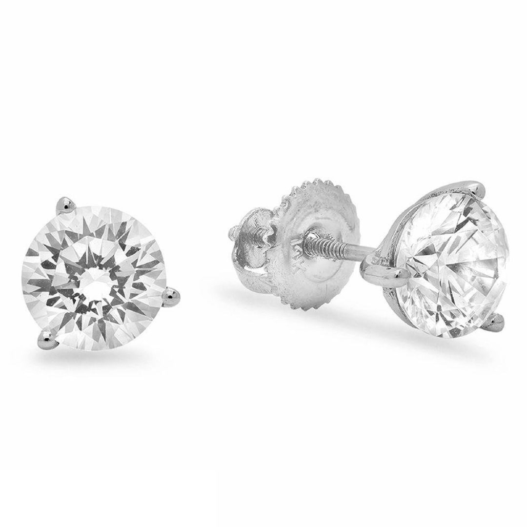 1 Ct Brilliant Round Cut Solitaire Studs Conflict Free Natural Diamond ...