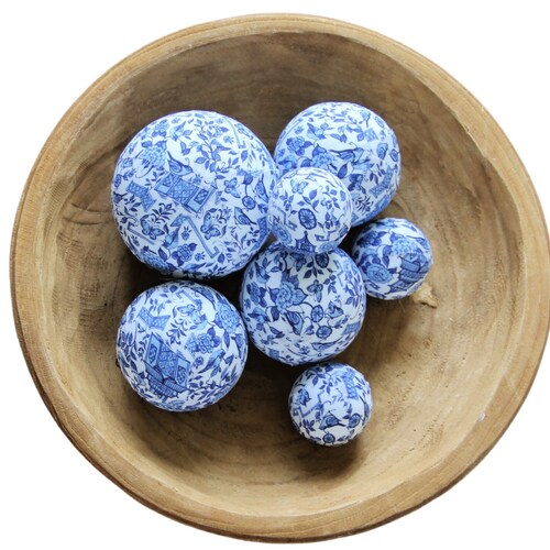 Chinoiserie Balls Blue and White Rag Ball Blue Chinoiserie - Etsy