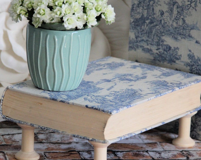 French Country Book Riser Fabric Covered Books Blue Toile - Etsy
