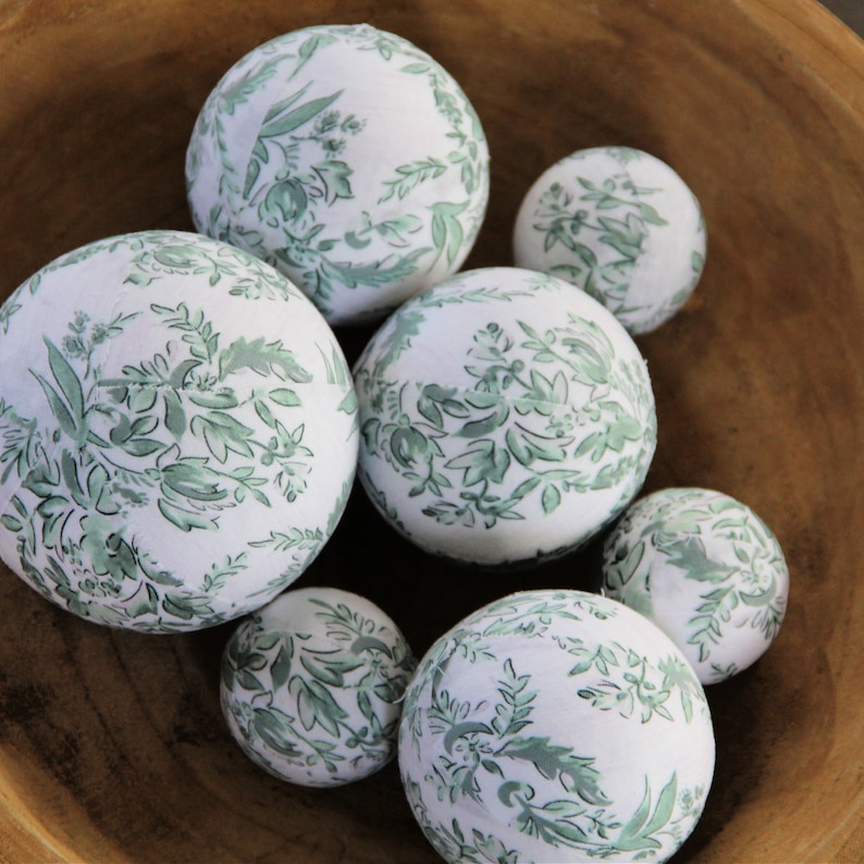 Chinoiserie Rag Balls Sage Green and White Spring Home Decor - Etsy