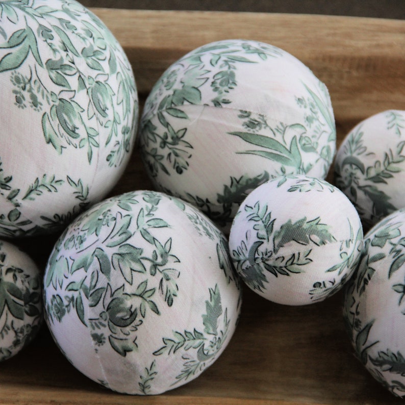 Chinoiserie Rag Balls Sage Green and White Spring Home Decor - Etsy