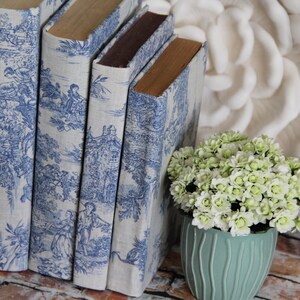 French Country Book Riser - Fabric Covered Books - Blue Toile - Etsy