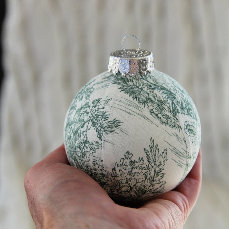 Green Toile Christmas Ornaments, Modern Christmas Decoration, Tree ...