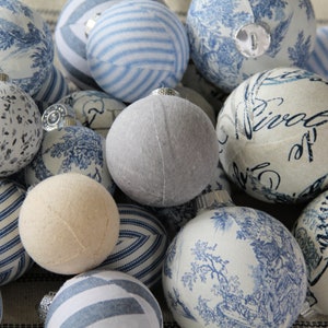 French Country Inspired Christmas Ornaments, JUMBO SET, Blue Toile - Etsy
