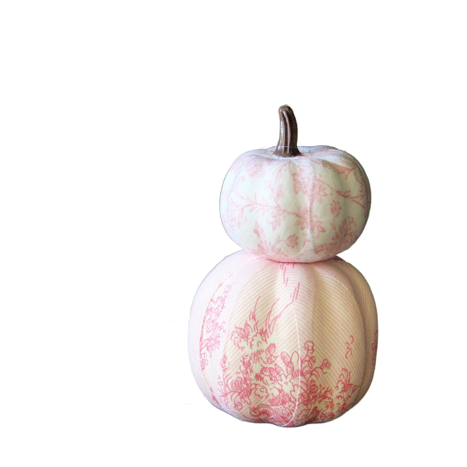 Pink Toile Stacked Pumpkin's. French Country Decorative Pumpkin's. - Etsy